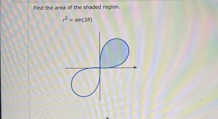 Solved Find the area of the shaded region. r2=sin(2θ)Find | Chegg.com