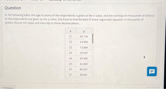 Solved Question In the following table, the age (in years) | Chegg.com
