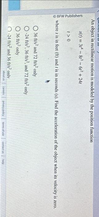 Solved An Object In Rectilinear Motion Is Modeled By The