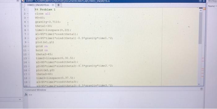 Solved problem 25modify your Mars ballistics MATLAB program | Chegg.com
