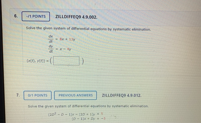 Solved -/1 POINTS ZILLDIFFEQ9 4.9.002. Solve the given | Chegg.com