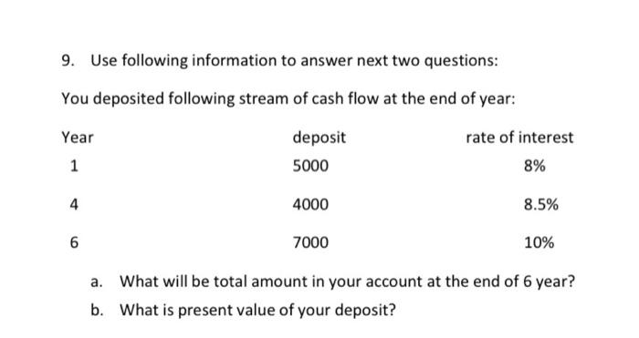 Solved 9. Use following information to answer next two | Chegg.com