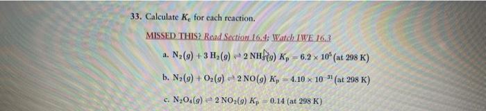 Solved 3. Calculate Ke for each reaction. MISSED THIS? Read | Chegg.com