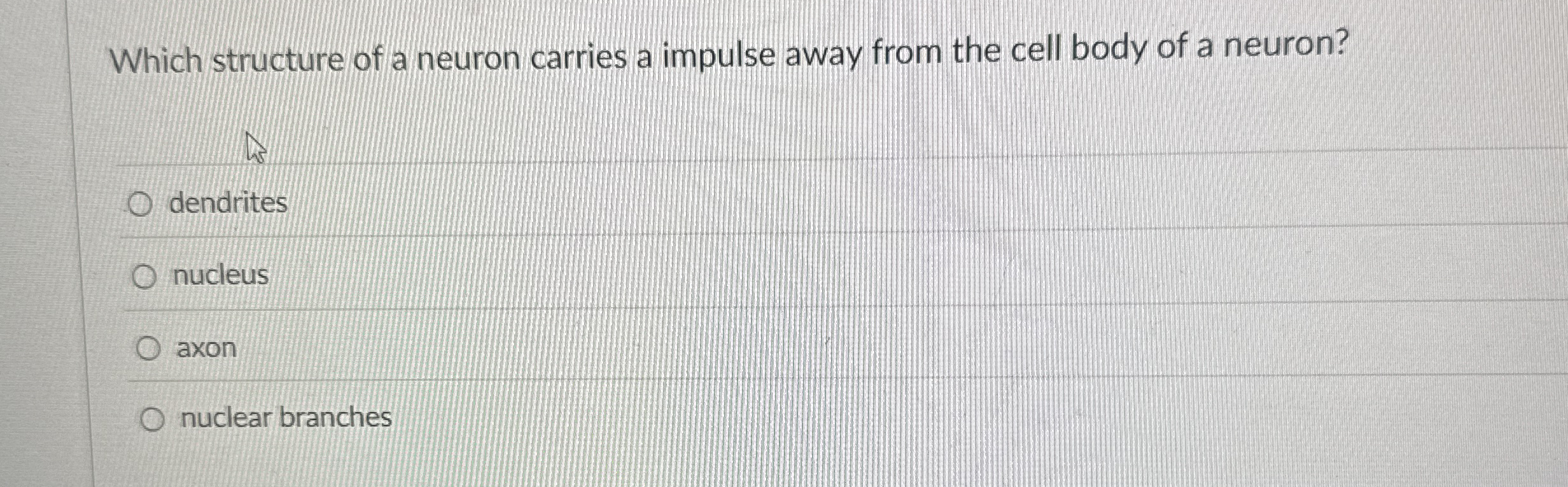 Solved Which structure of a neuron carries a impulse away | Chegg.com