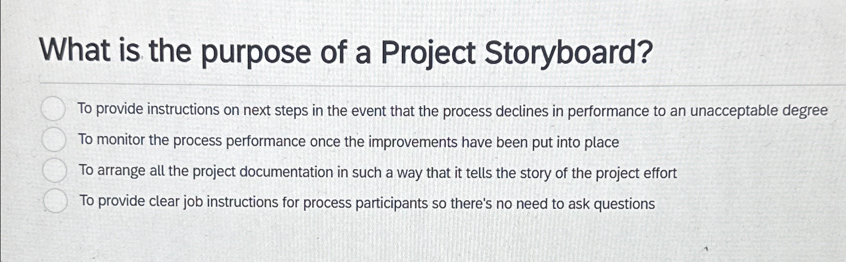 Solved What is the purpose of a Project Storyboard?To | Chegg.com