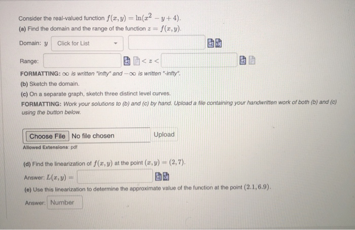 Solved Consider the real-valued function f(x,y) = ln(22 – y | Chegg.com