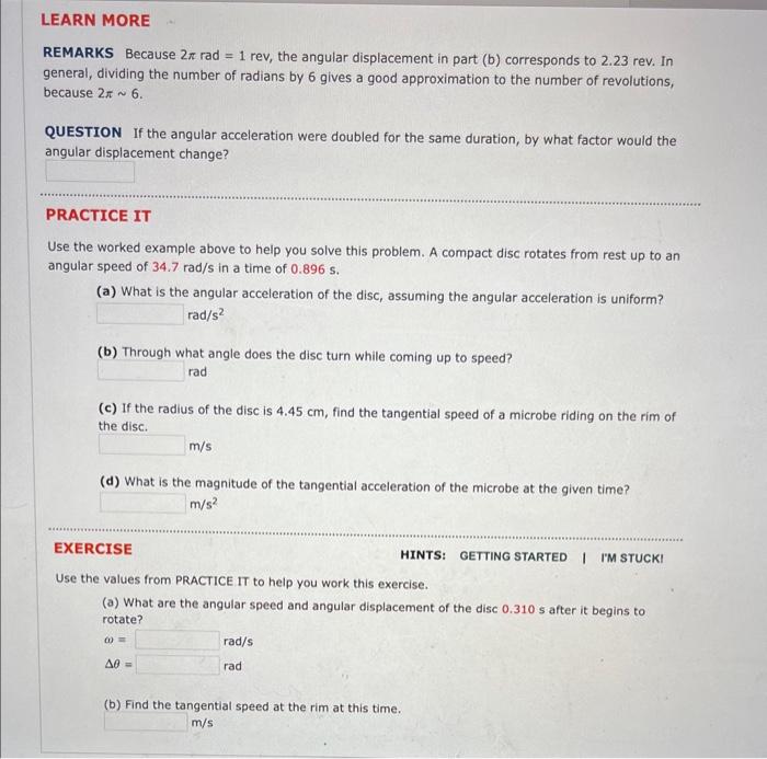 Solved GOAL Apply the rotational kinematics equations in | Chegg.com