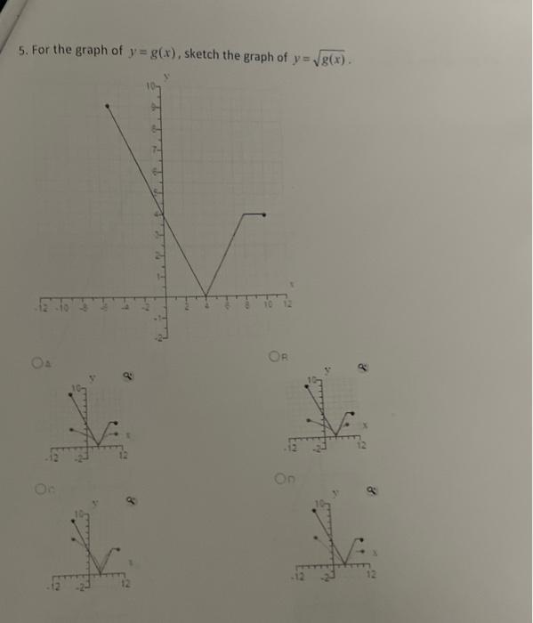 Solved 5. For the graph of y=g(x), sketch the graph of | Chegg.com