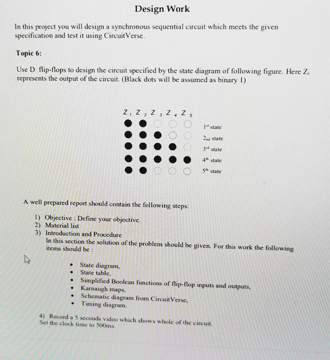 Solved Design Work In this project you will design a | Chegg.com