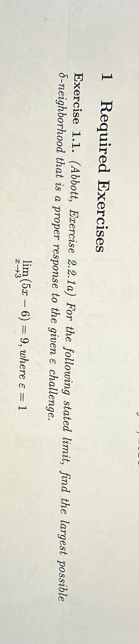 Solved 1 ﻿Required ExercisesExercise 1.1. (Abbott, ﻿Exercise | Chegg.com