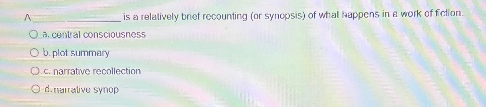 Solved A is a relatively brief recounting (or synopsis) ﻿of | Chegg.com