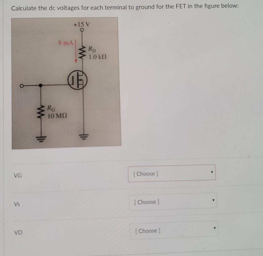 Solved Calculate the dc voltages for each terminal to ground | Chegg.com