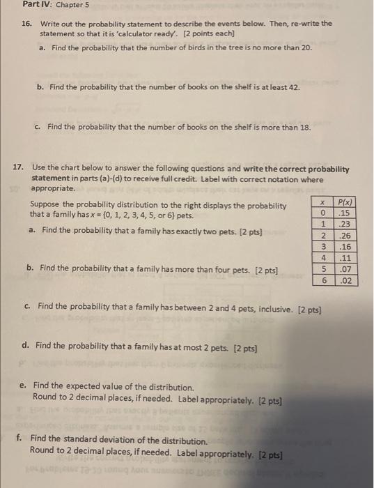 Solved 16. Write out the probability statement to describe | Chegg.com