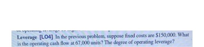 Solved Leverage [LO4] In the previous problem, suppose fixed | Chegg.com