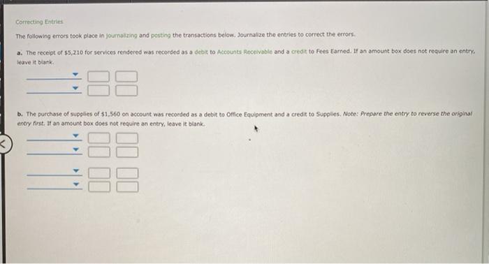 Solved Correcting Entries The following errors took place in | Chegg.com