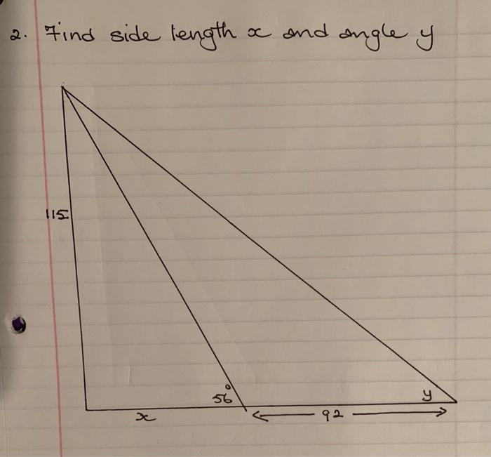 Solved Find side length x and angle y | Chegg.com