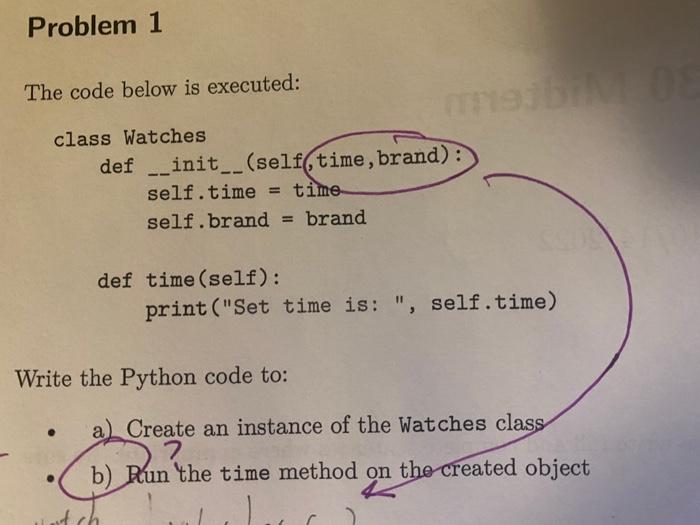 Solved Problem 1 The code below is executed: class Watches | Chegg.com