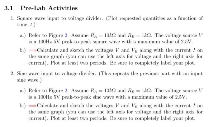 Solved 3.1 Pre-Lab Activities 1. Square wave input to | Chegg.com