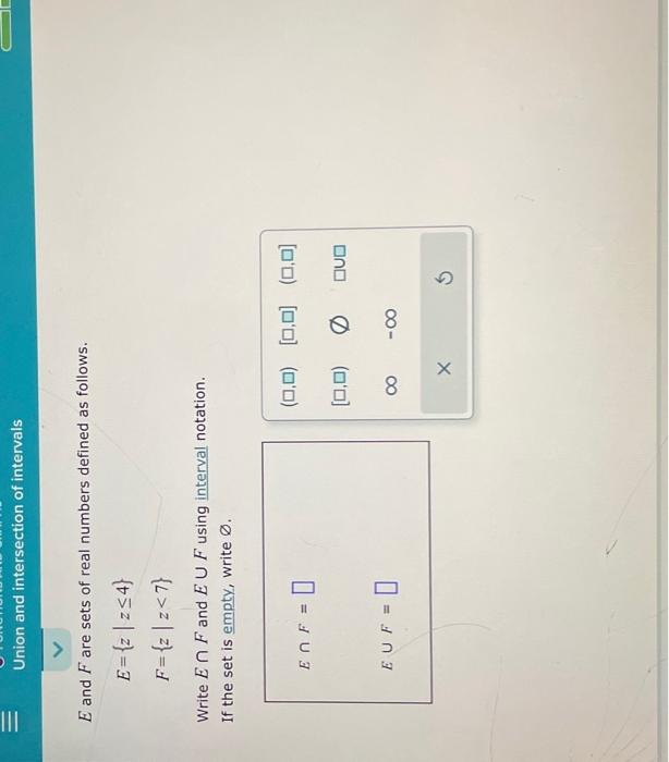 Solved E and F are sets of real numbers defined as follows. | Chegg.com Solved E and F are sets of real numbers defined as follows. | Chegg.com