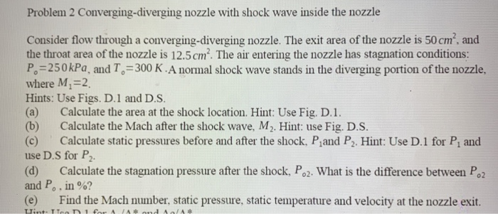 Solved Problem 2 Converging-diverging nozzle with shock wave | Chegg.com