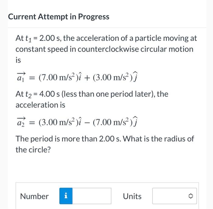 Solved At t1=2.00 s, the acceleration of a particle moving | Chegg.com