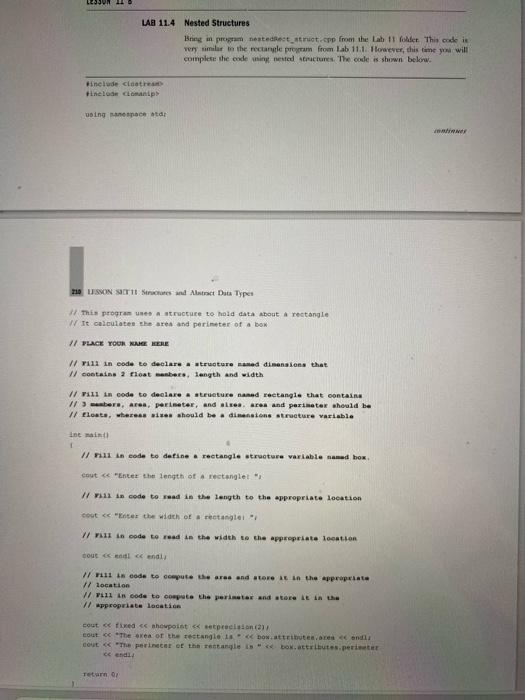 Solved LAB 11.4 Nested Structures ver similir on the | Chegg.com