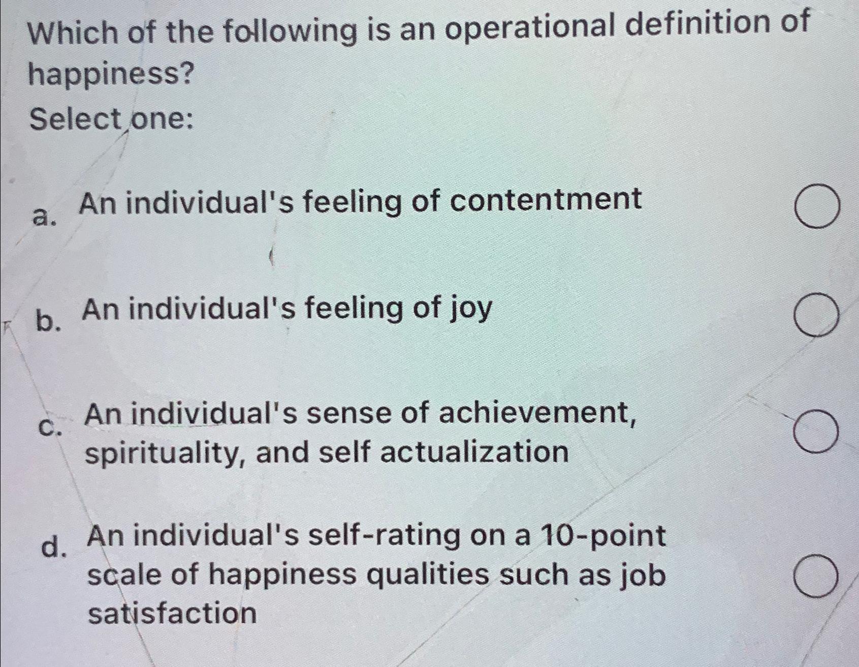 Solved Which of the following is an operational definition | Chegg.com