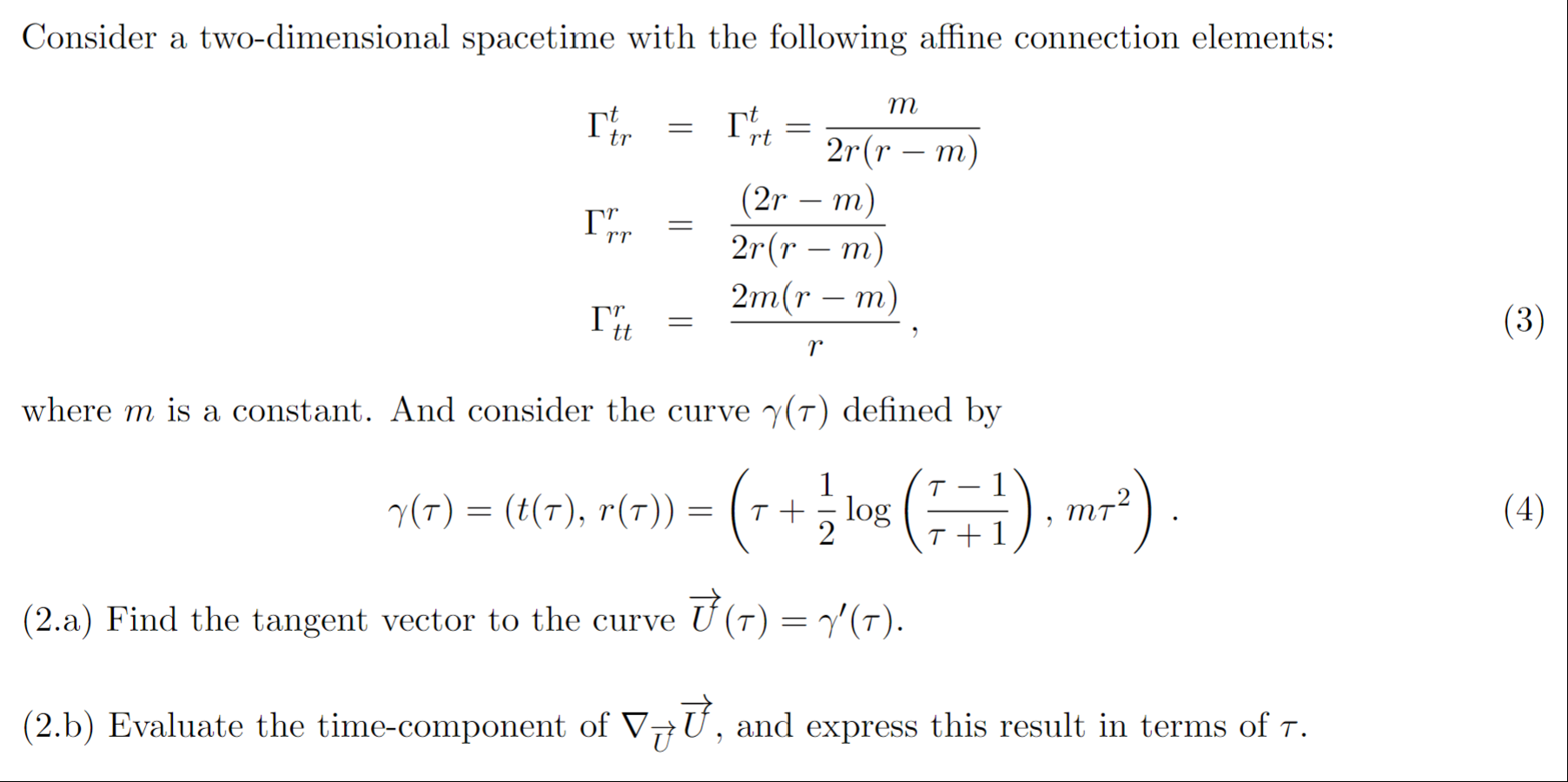 Solved Consider a two-dimensional spacetime with the | Chegg.com