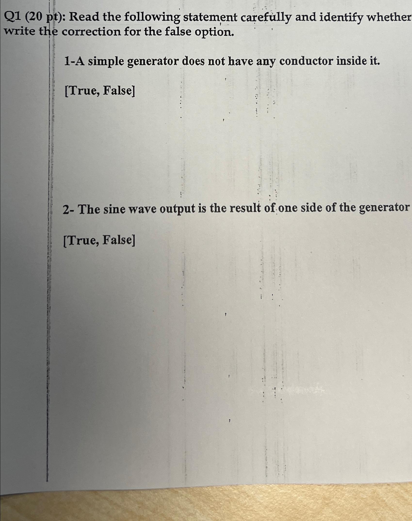 Solved Q1 (20 ﻿pt): Read the following statement carefully | Chegg.com