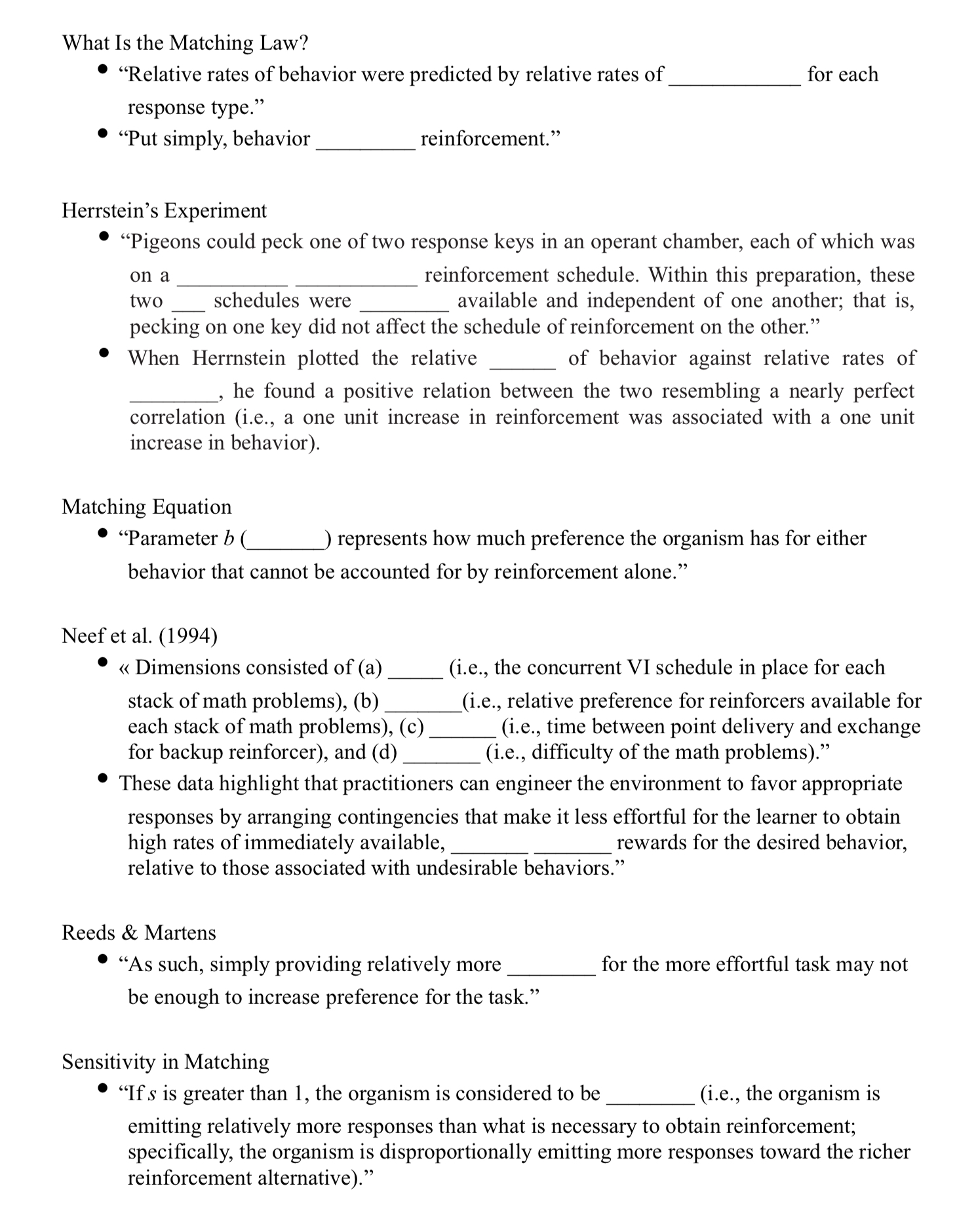 Solved What Is the Matching Law?"Relative rates of behavior | Chegg.com