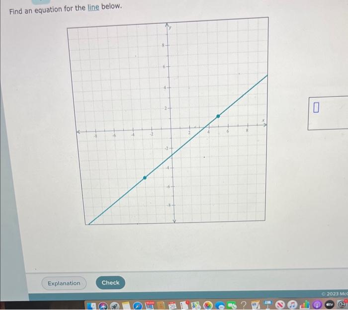 Solved Find an equation for the line below. | Chegg.com