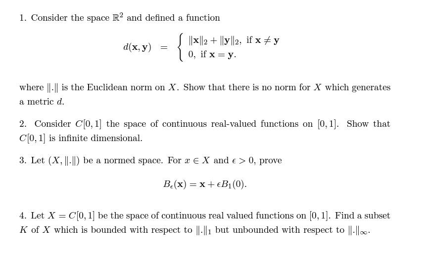 Solved 1. Consider the space R2 and defined a function | Chegg.com