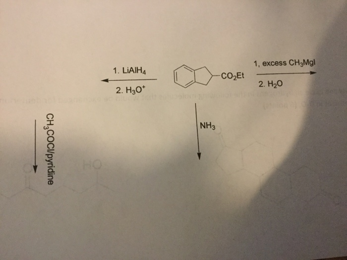 Solved 1, excess CH3Mgi 1. LiAIHA CO2Et 2. H20 2. H30* NH3 | Chegg.com