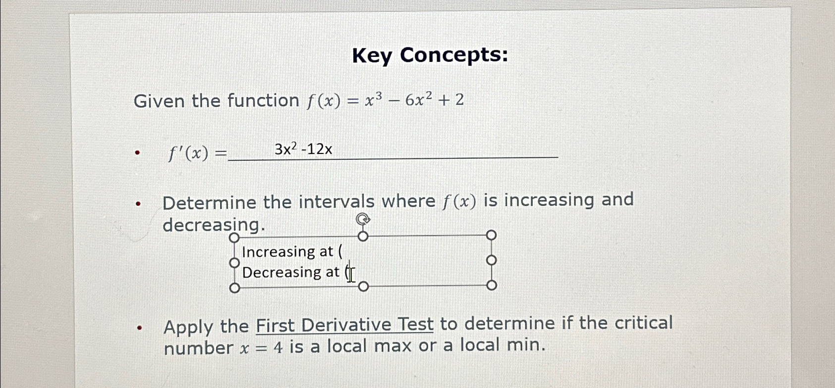 Solved Key Concepts:Given the function | Chegg.com