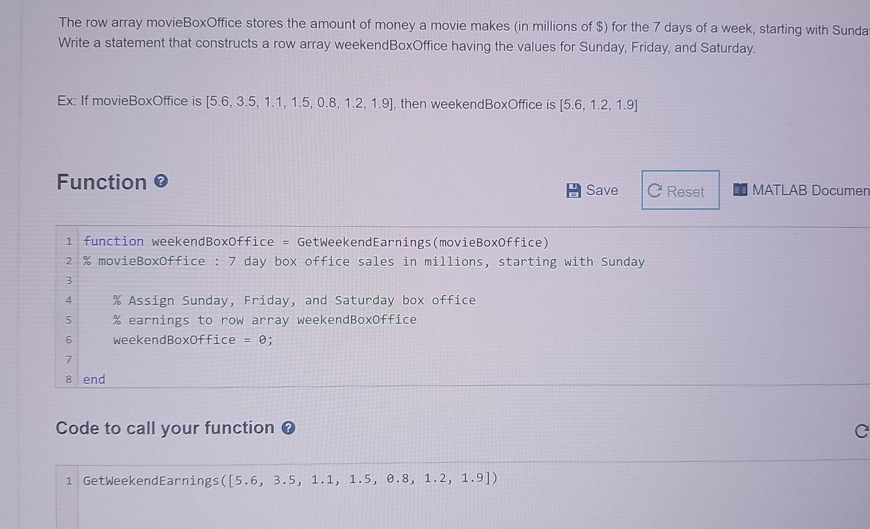 Solved The row array movieBoxOffice stores the amount of | Chegg.com