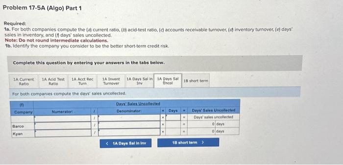 Solved Required information Problem 17-5A (Algo) Comparative | Chegg.com