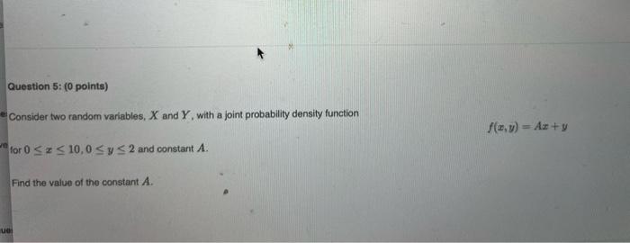 Solved Consider two random variables, X and Y, with a joint | Chegg.com
