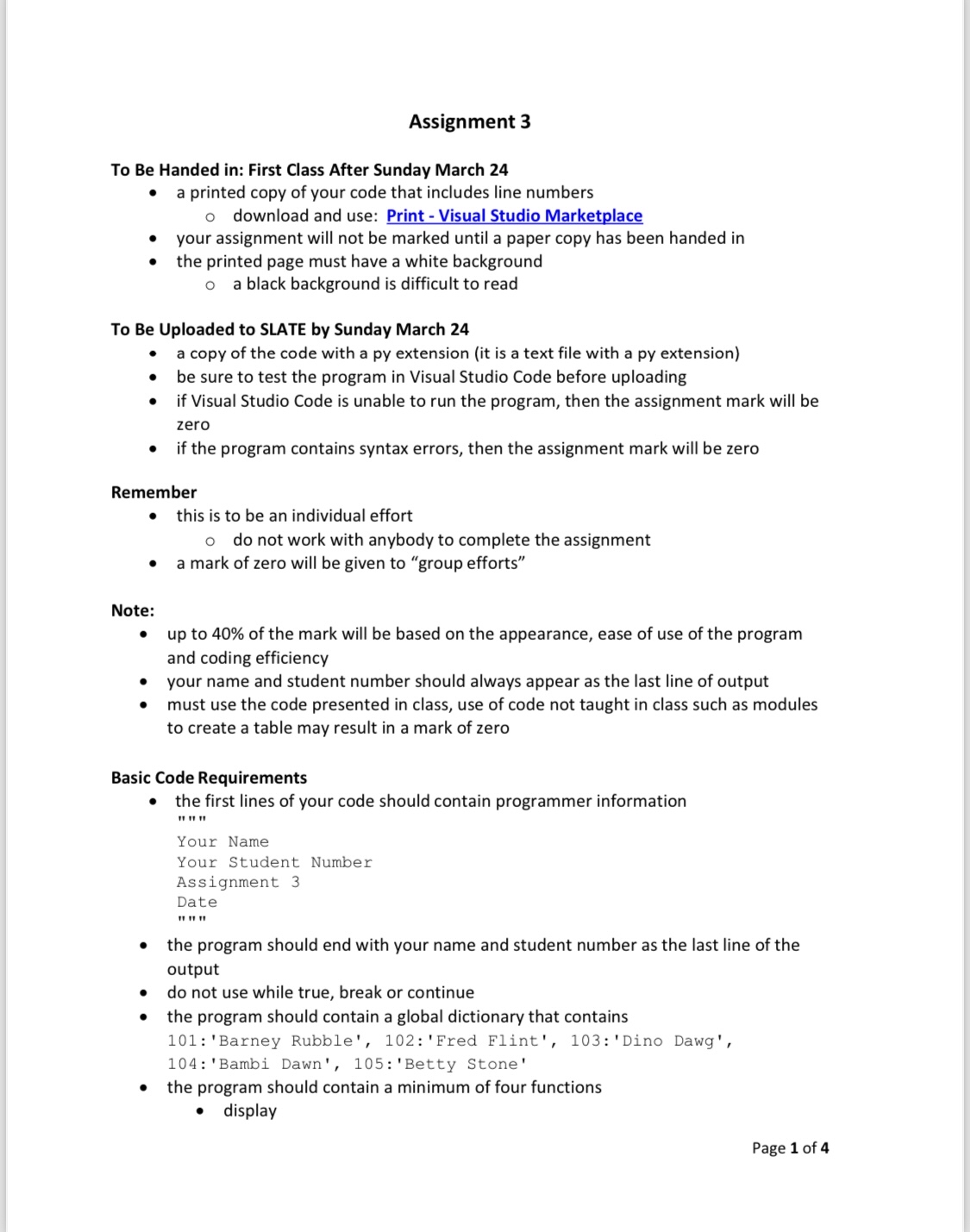 Solved Assignment 3To Be Handed in: First Class After Sunday | Chegg.com