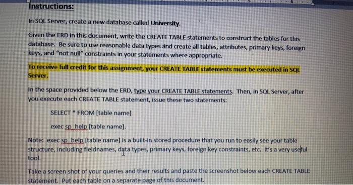 Solved Instructions: In SQL Server, create a new database | Chegg.com