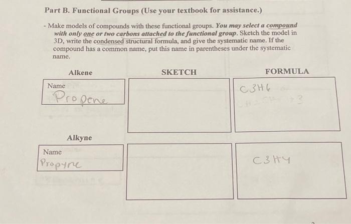 Solved Part B. Functional Groups (Use your textbook for | Chegg.com