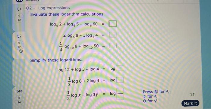 Solved Q1 - Simple logs Evaluate these logarithms. | Chegg.com
