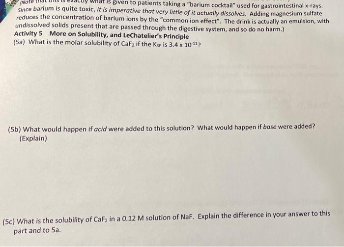 Solved Activity 4. Another example of going from Ksp to | Chegg.com
