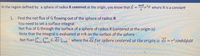Solved the region defined by a sphere of radius R centered | Chegg.com