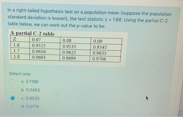 Solved In a right-tailed hypothesis test on a population | Chegg.com