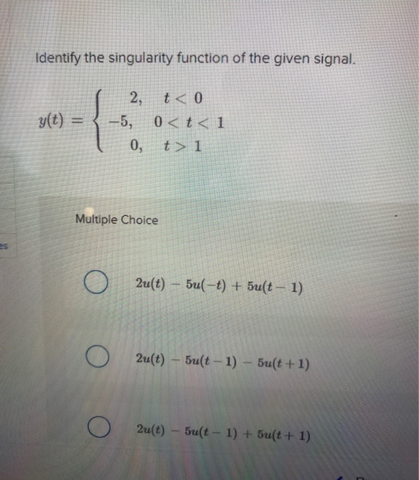 Solved Identify the singularity function of the given | Chegg.com