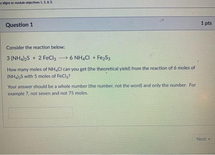 Solved y aligns to module objectives 1, 2, & 3. Question 1 1 | Chegg.com