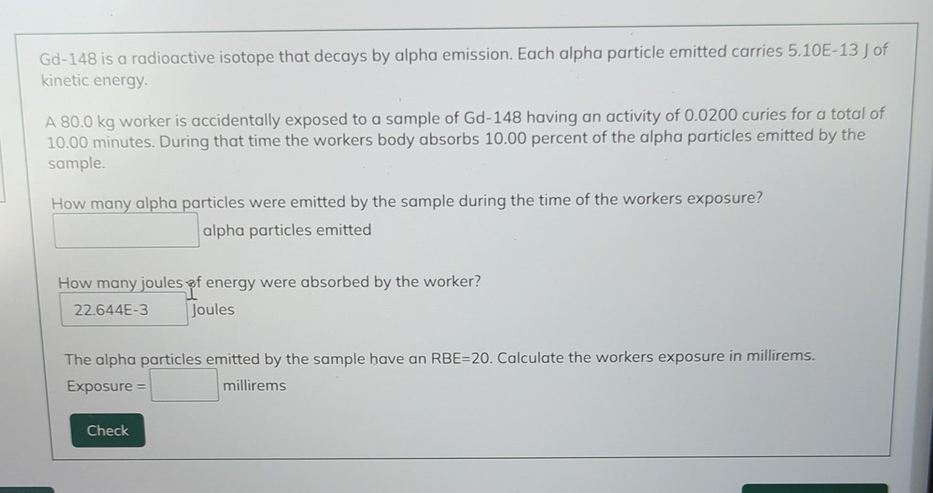 Solved Gd-148 is a radioactive isotope that decays by alpha | Chegg.com