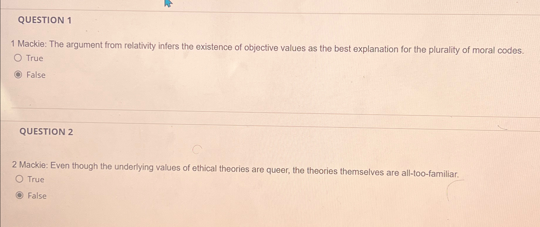 Solved QUESTION 11 ﻿Mackie: The argument from relativity | Chegg.com