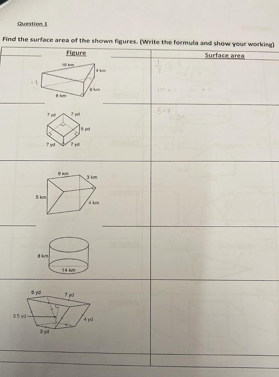 Solved Question 1 Find the surface area of the shown | Chegg.com