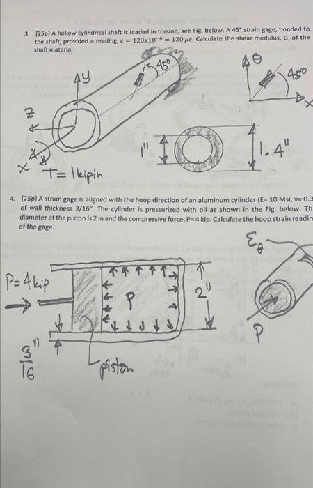 Solved 3. [25p] A hollow cylindrical shaft is loaded in | Chegg.com